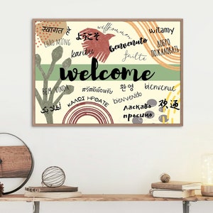 Welcome Poster in Different Languages Landscape Printable Instant ...