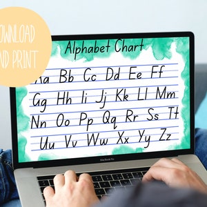 Printable Alphabet Chart, Calm Watercolours, ABC Chart, Handwriting ...