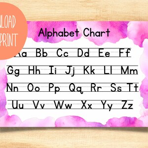 4 Printable Alphabet Charts, Calm Watercolours, ABC Chart, Handwriting ...
