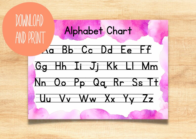 4 Printable Alphabet Charts, Calm Watercolours, ABC Chart, Handwriting ...