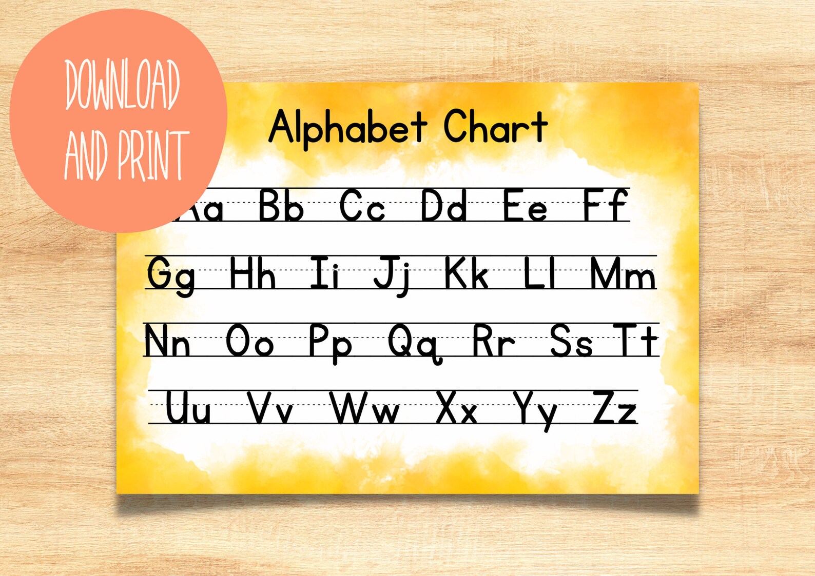 4 Printable Alphabet Charts, Calm Watercolours, ABC Chart, Handwriting ...