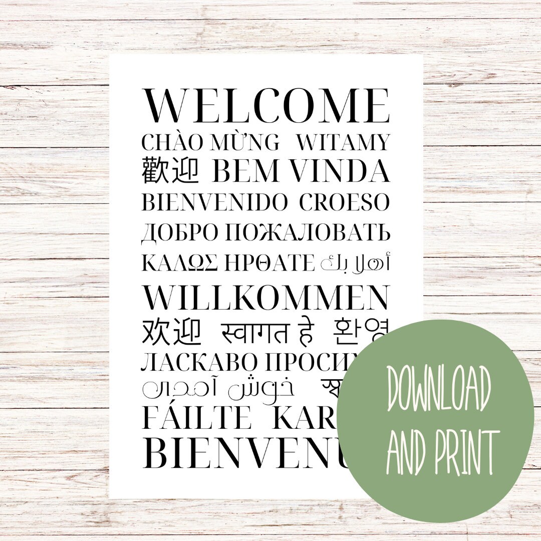 Welcome Poster in Different Languages - Multilingual Wall Art ...