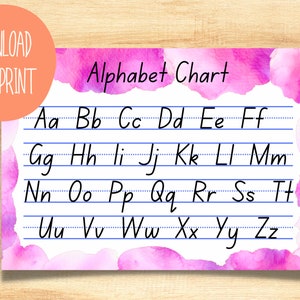 Printable Alphabet Chart, Calm Watercolours, ABC Chart, Handwriting ...