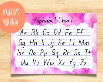 Printable Alphabet Chart, Calm Watercolours, ABC Chart, Handwriting ...