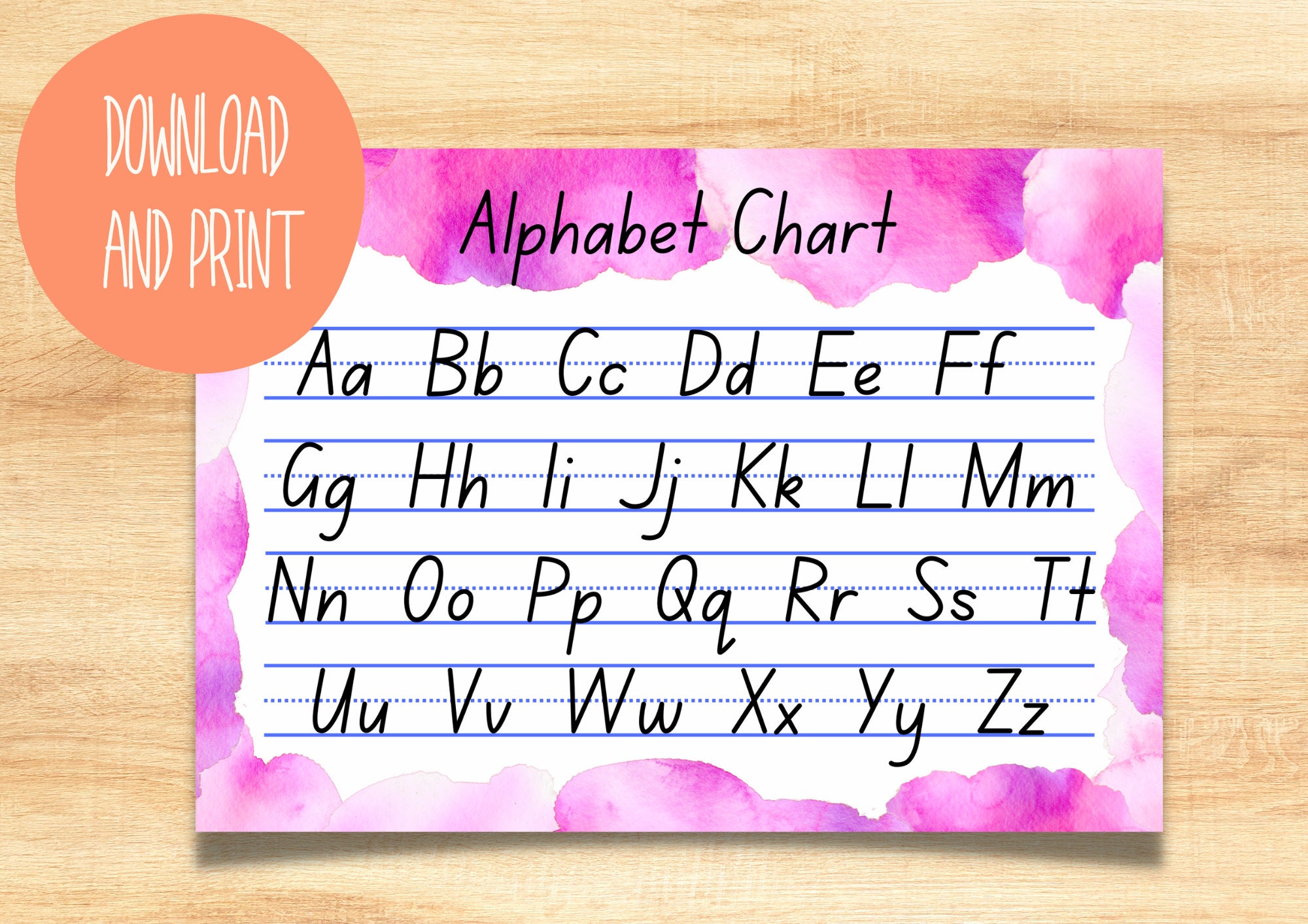 Printable Alphabet Chart, Calm Watercolours, ABC Chart, Handwriting ...