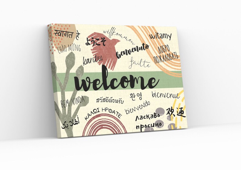 Welcome Poster in Different Languages Landscape Printable Instant ...
