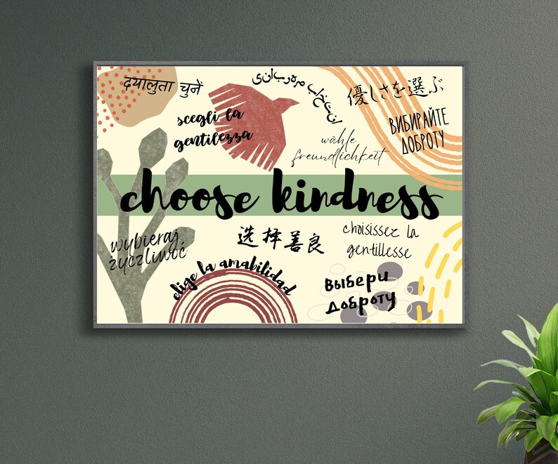 Choose Kindness Poster in Different Languages - Landscape Printable ...