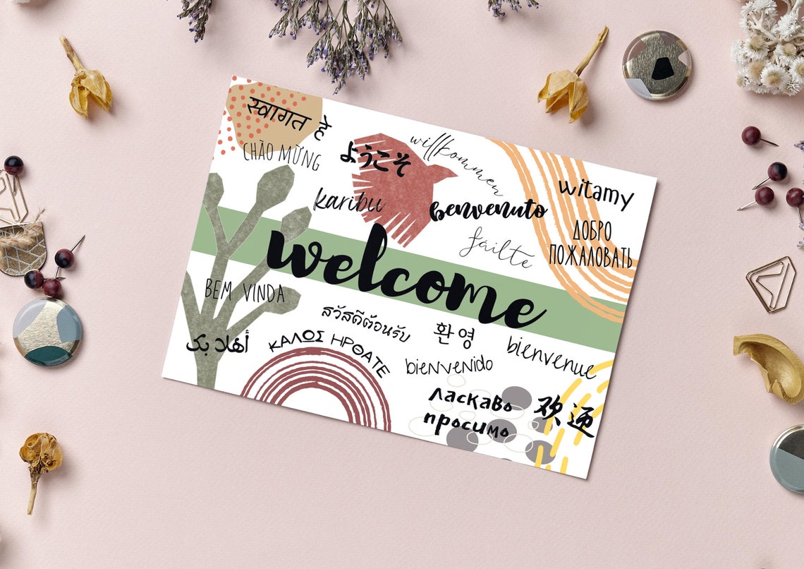 Welcome Poster in Different Languages - Landscape Printable - Instant ...
