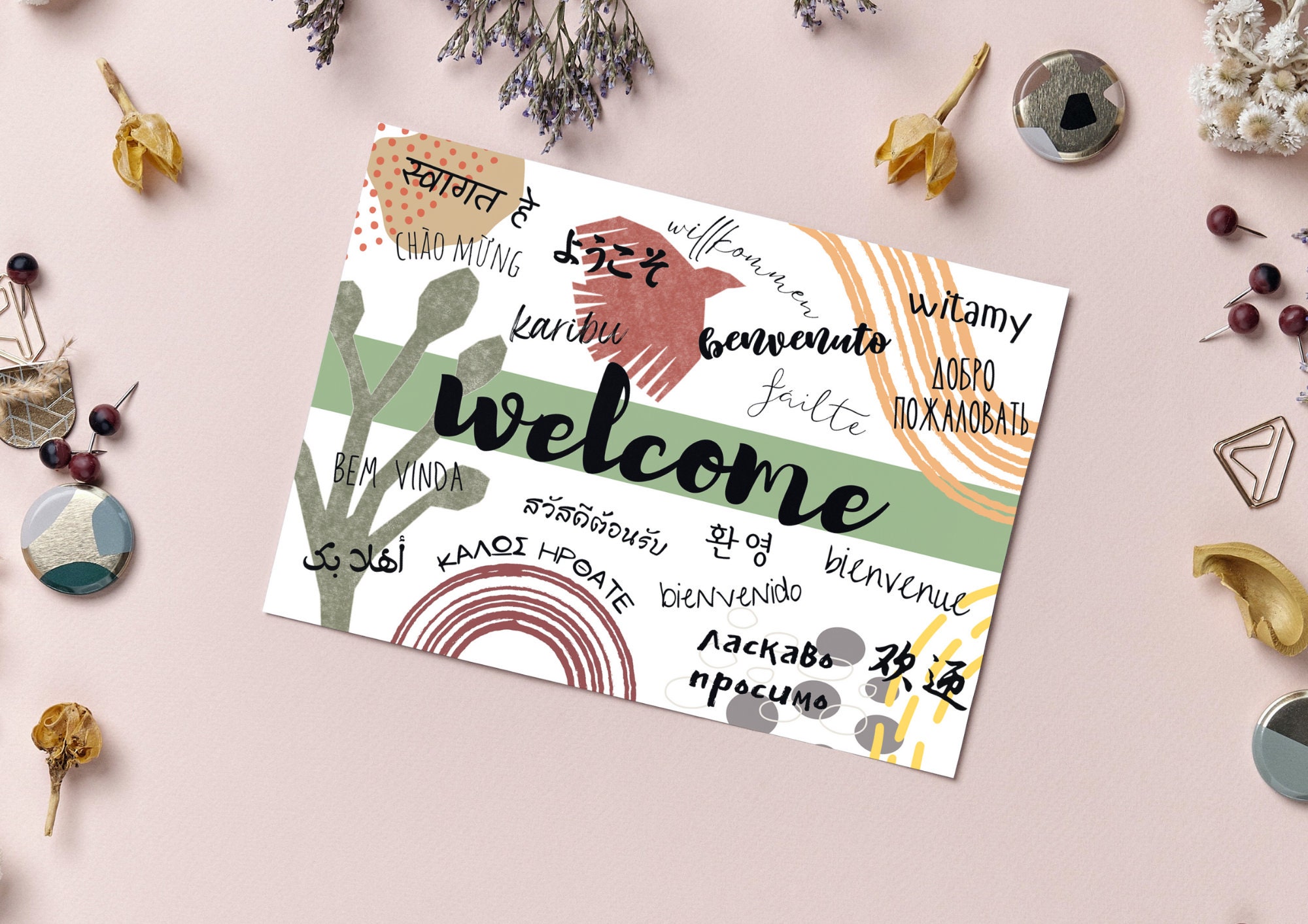 Welcome Poster in Different Languages - Landscape Printable - Instant ...