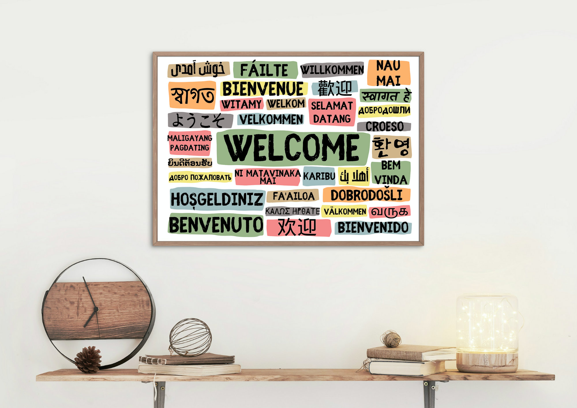 Welcome Poster in Different Languages - Landscape Cool Colours ...