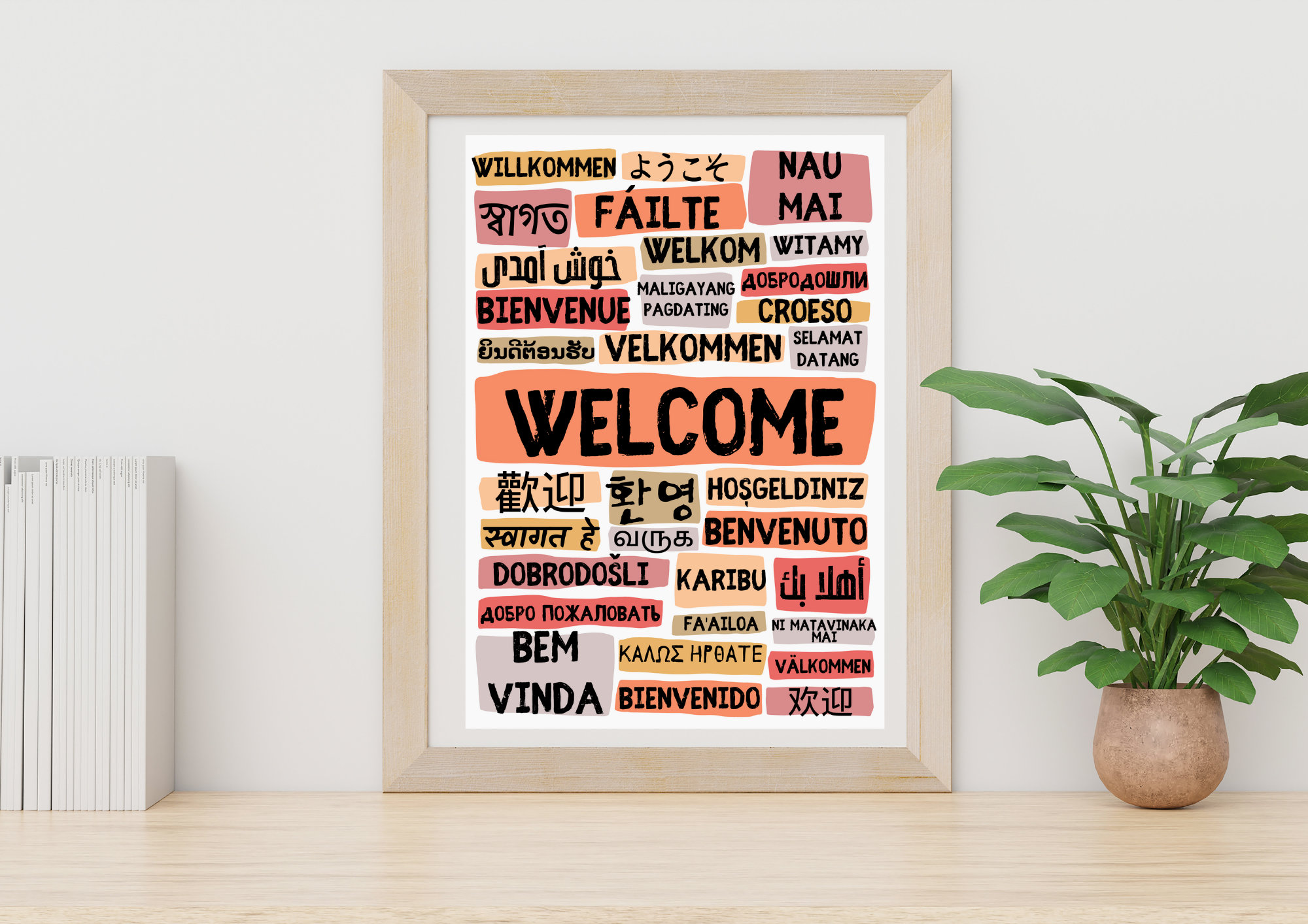 Welcome Poster in Different Languages Portrait Warm Colours Instant ...