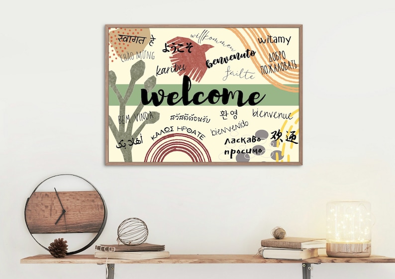 Welcome Poster in Different Languages Landscape Printable Instant ...