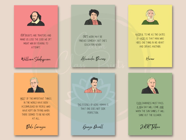 Author Quotes Classroom Poster Set – Inspiring Literary Wisdom (digital ...
