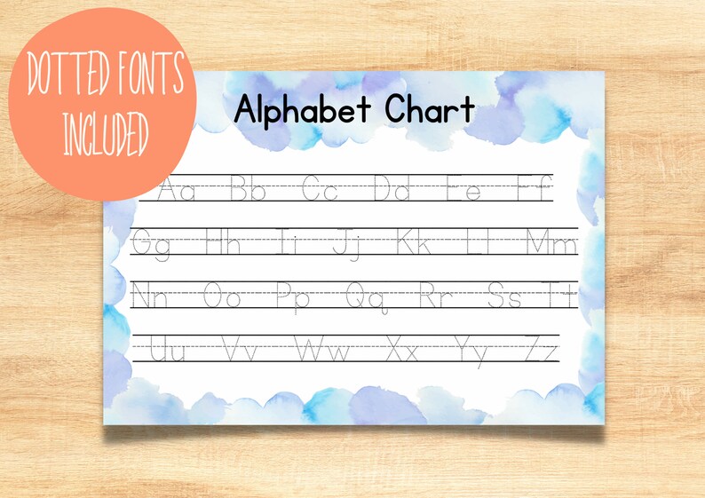 4 Printable Alphabet Charts, Calm Watercolours, ABC Chart, Handwriting ...