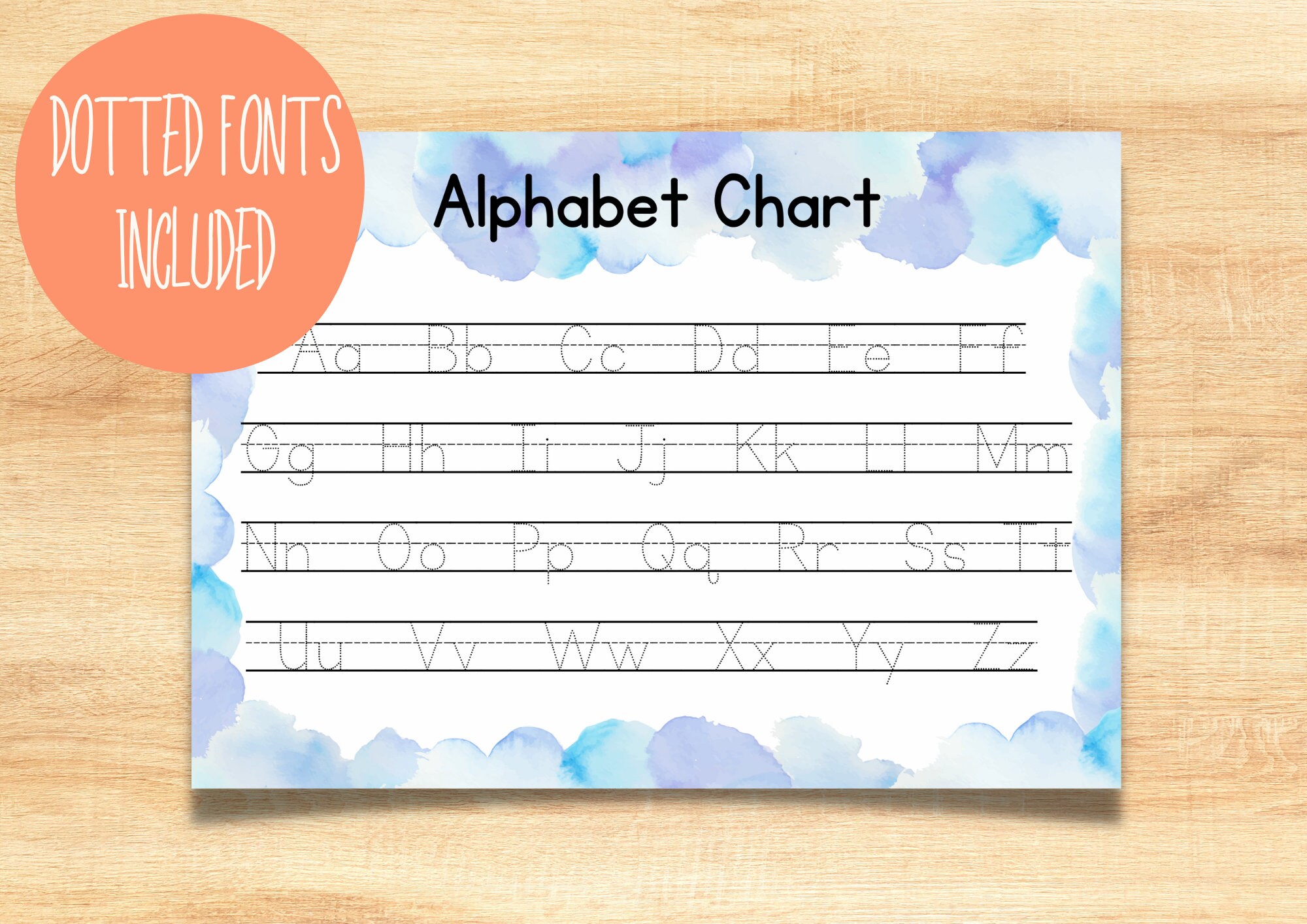 4 Printable Alphabet Charts, Calm Watercolours, ABC Chart, Handwriting ...