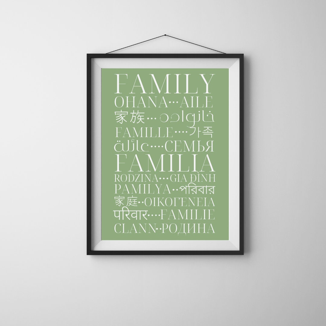 Family Poster in Different Languages Multilingual Art Printable Wall ...