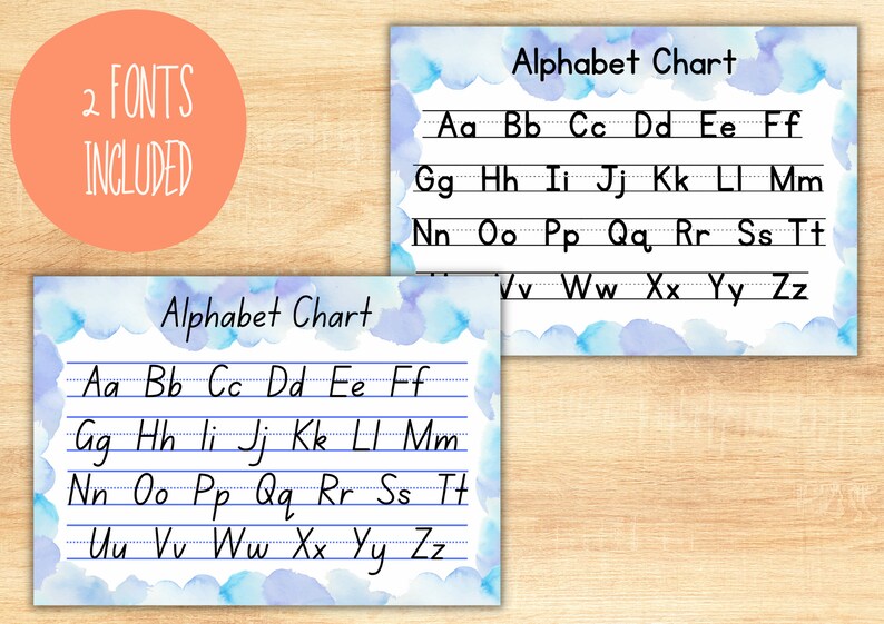 Printable Alphabet Chart, Calm Watercolours, ABC Chart, Handwriting ...