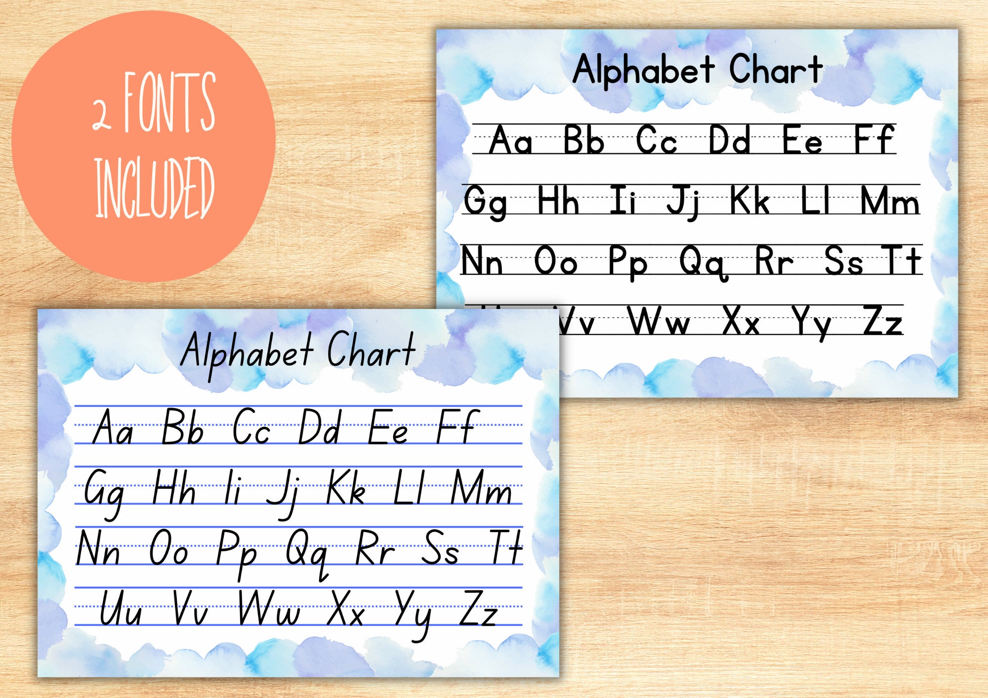 Printable Alphabet Chart, Calm Watercolours, ABC Chart, Handwriting ...
