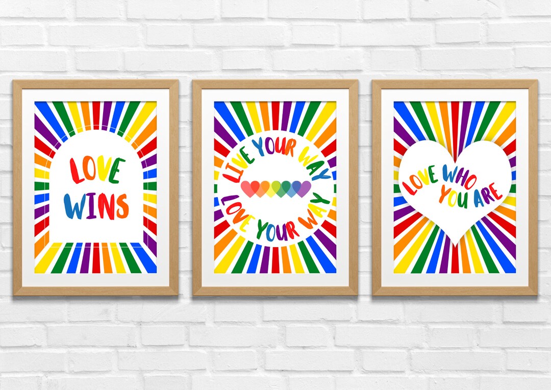 Set of 3 Inclusivity Posters, Rainbow Art, LGBTQ Pride, Diversity ...