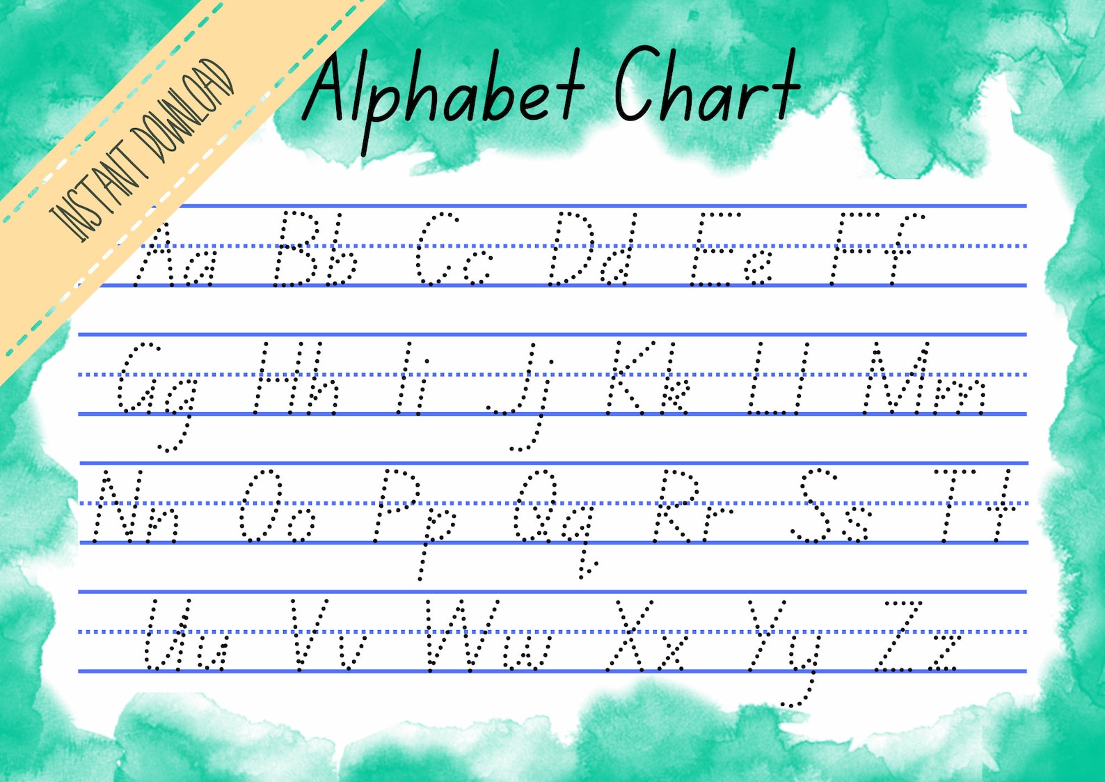 Printable Alphabet Chart, Calm Watercolours, ABC Chart, Handwriting ...