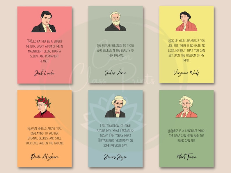 Author Quotes Classroom Poster Set – Inspiring Literary Wisdom (digital ...