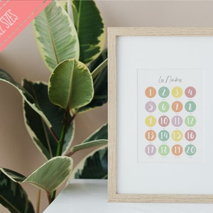 Rainbow Bilingual English & French Numbers Chart, 1-20 Digital Poster ...