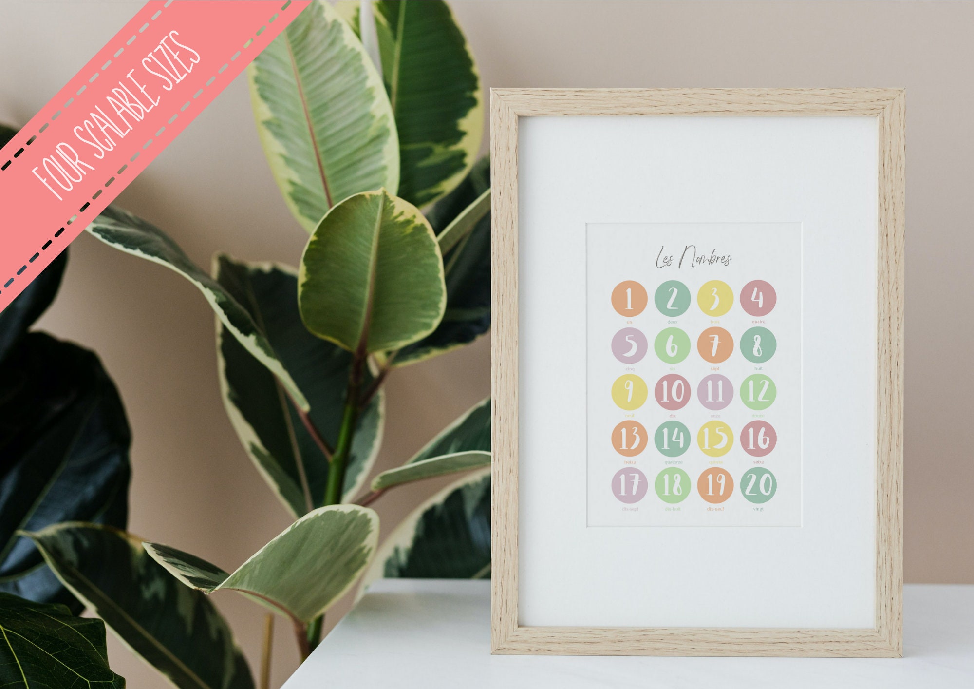 Rainbow Bilingual English & French Numbers Chart, 1-20 Digital Poster ...