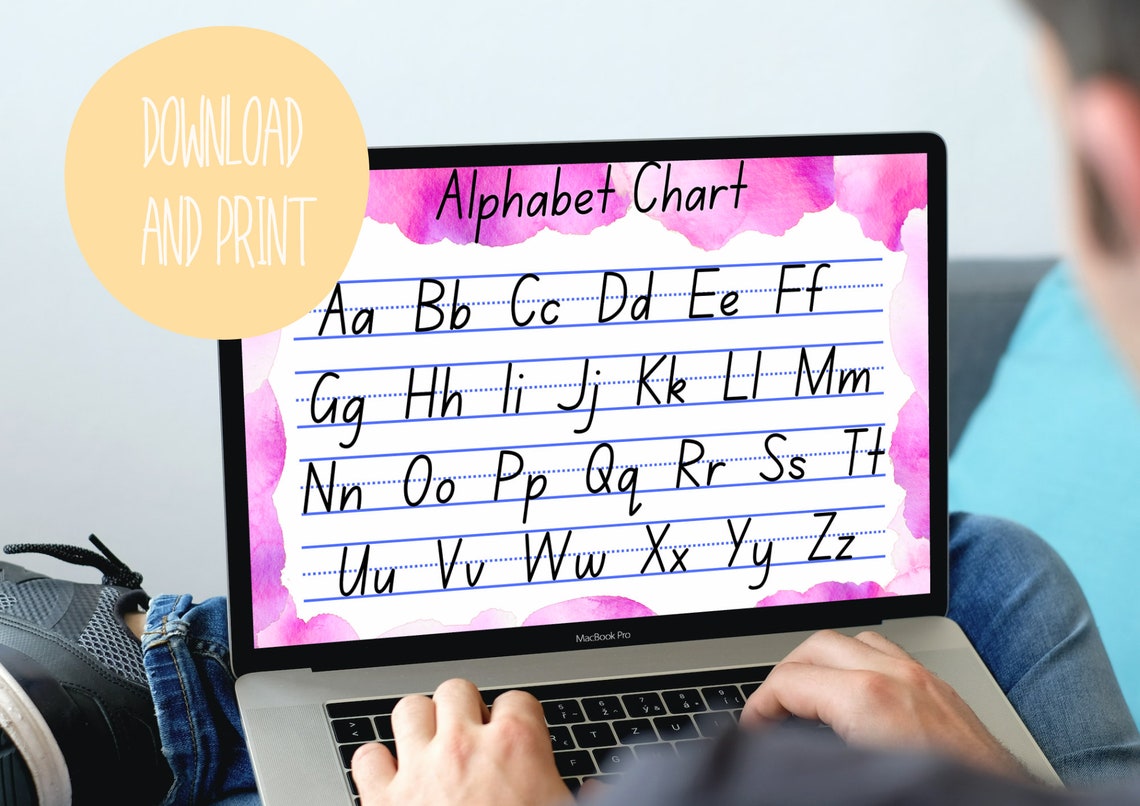 Printable Alphabet Chart, Calm Watercolours, ABC Chart, Handwriting ...