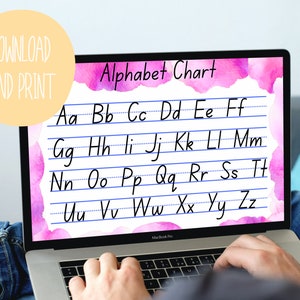 Printable Alphabet Chart, Calm Watercolours, ABC Chart, Handwriting ...