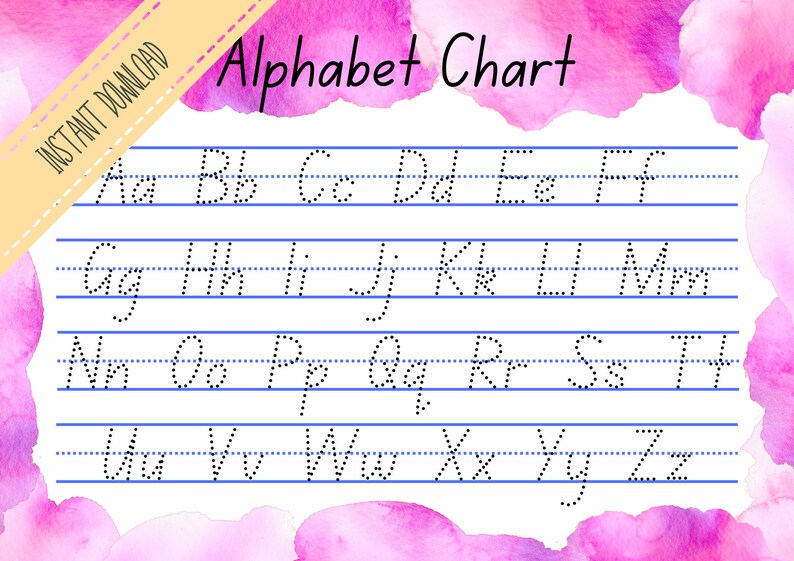 Printable Alphabet Chart, Calm Watercolours, ABC Chart, Handwriting ...