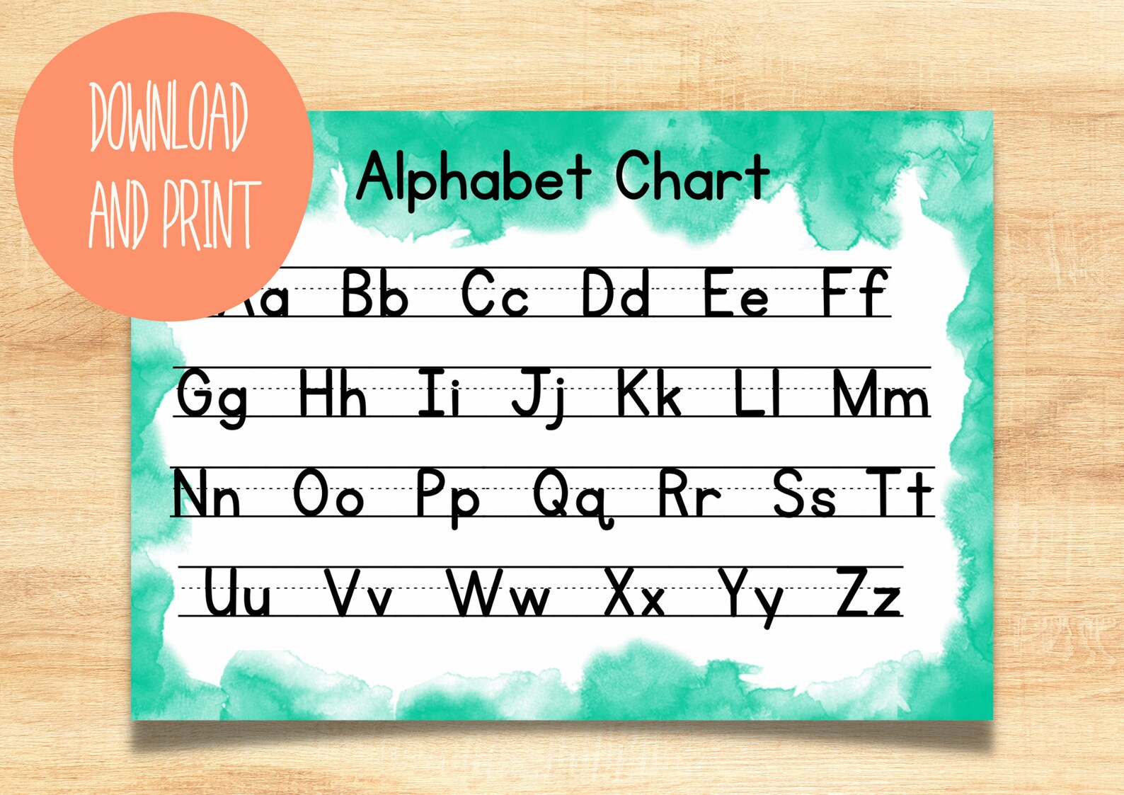 4 Printable Alphabet Charts, Calm Watercolours, ABC Chart, Handwriting ...