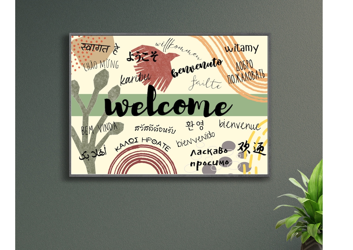 Welcome Poster in Different Languages - Landscape Printable - Instant ...