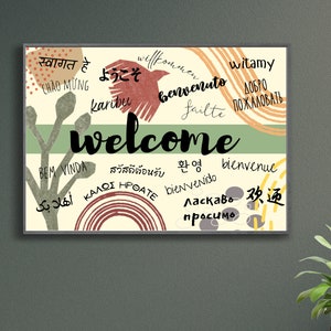 Welcome Poster in Different Languages Landscape Printable Instant ...