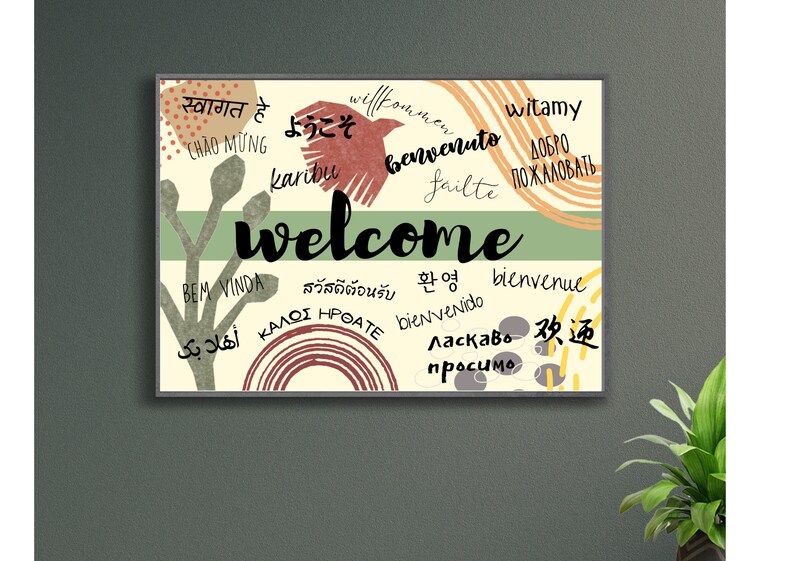 Welcome Poster in Different Languages - Landscape Printable - Instant ...