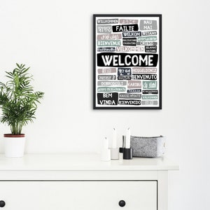 Welcome Poster in Different Languages Portrait Greys Instant Digital ...