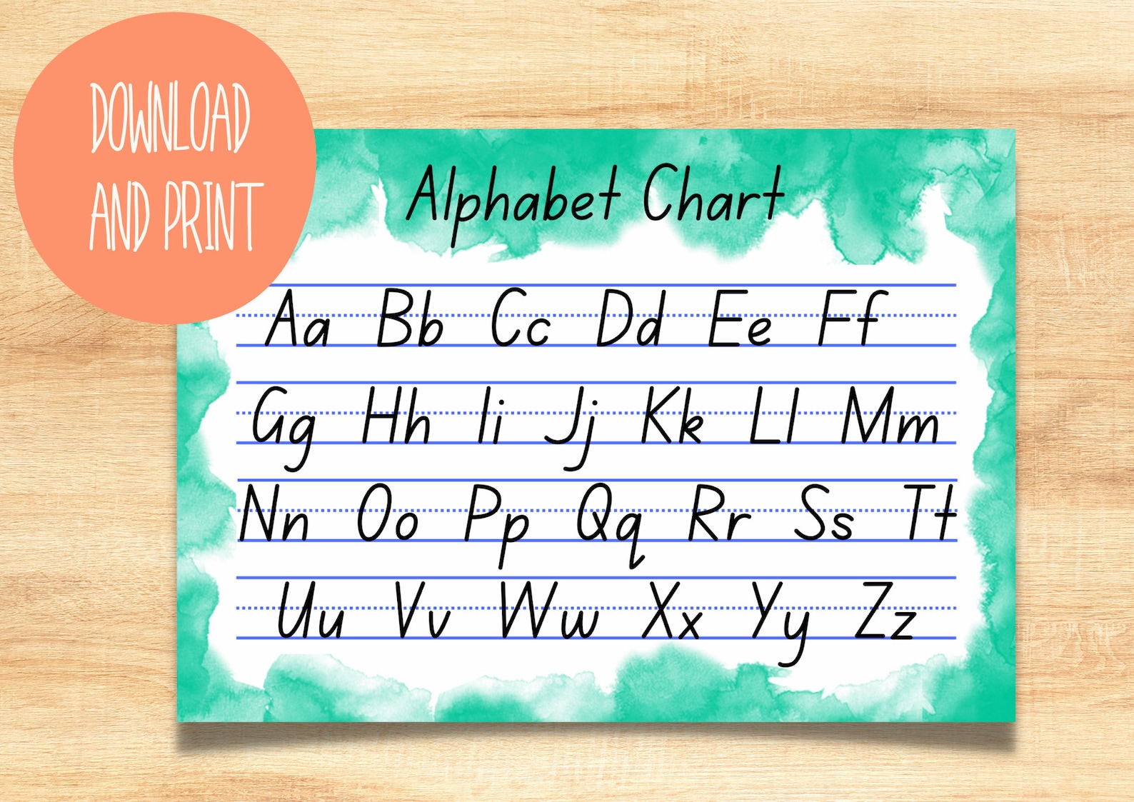 Printable Alphabet Chart, Calm Watercolours, ABC Chart, Handwriting ...