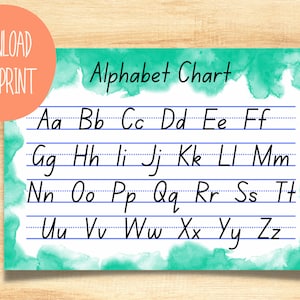 Printable Alphabet Chart, Calm Watercolours, ABC Chart, Handwriting ...