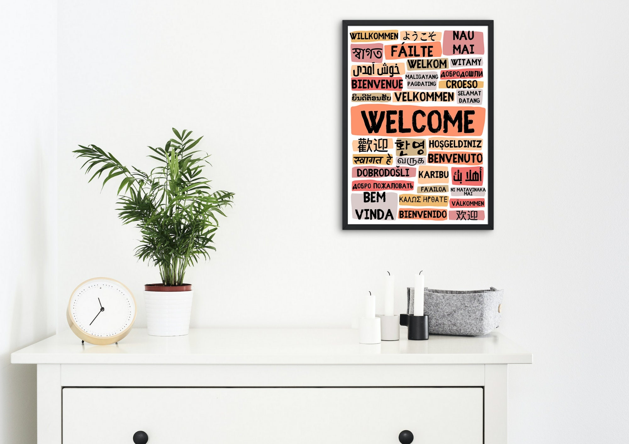 Welcome Poster in Different Languages - Portrait Warm Colours - Instant ...