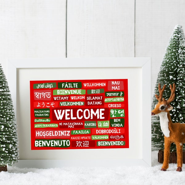 Multilingual Welcome Sign - Etsy