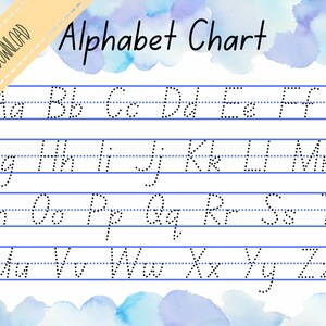 Printable Alphabet Chart, Calm Watercolours, ABC Chart, Handwriting ...