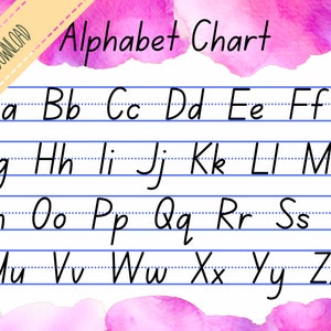 Printable Alphabet Chart, Calm Watercolours, ABC Chart, Handwriting ...