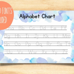 Printable Alphabet Chart, Calm Watercolours, ABC Chart, Handwriting ...