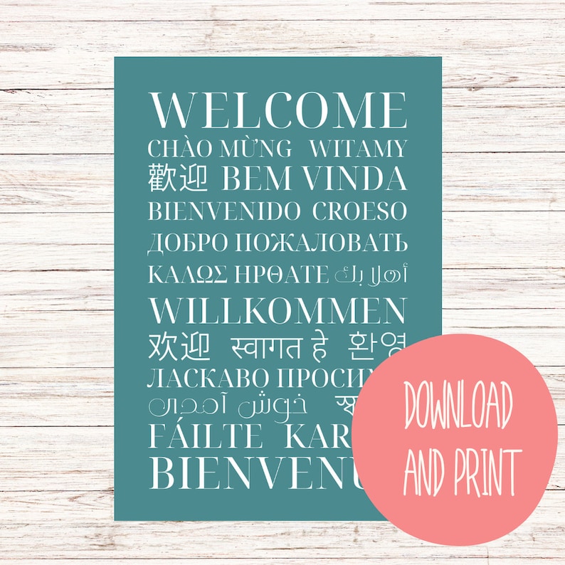 Welcome Poster in Different Languages - Multilingual Wall Art ...