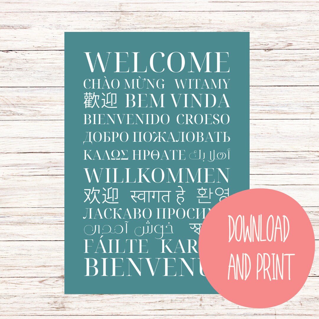 Welcome Poster in Different Languages - Multilingual Wall Art ...