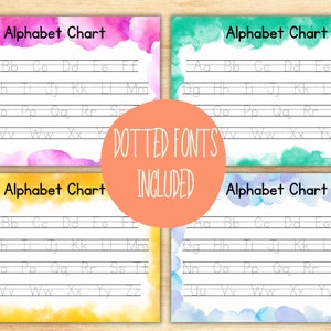 4 Printable Alphabet Charts, Calm Watercolours, ABC Chart, Handwriting ...