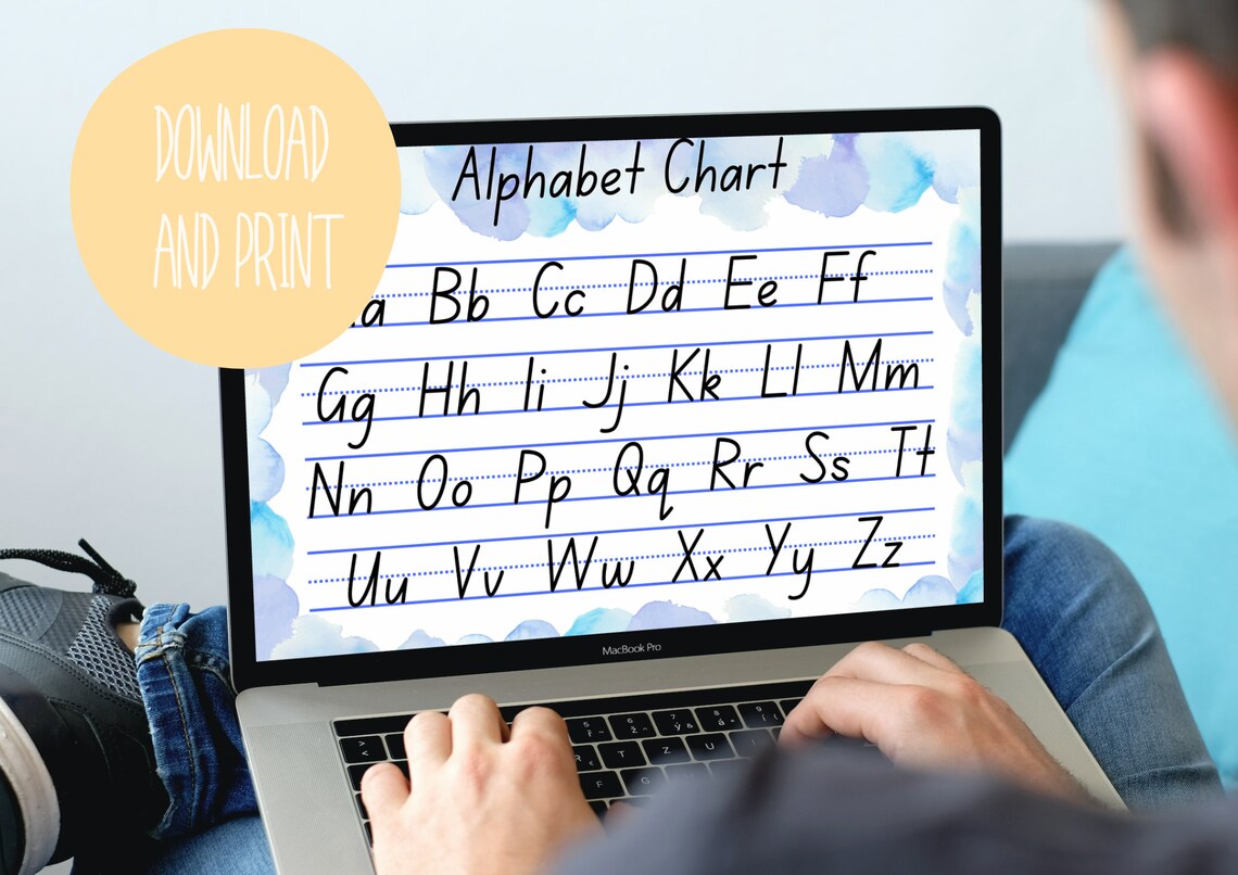 Printable Alphabet Chart, Calm Watercolours, ABC Chart, Handwriting ...