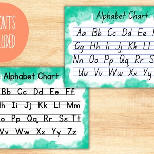 Printable Alphabet Chart, Calm Watercolours, ABC Chart, Handwriting ...