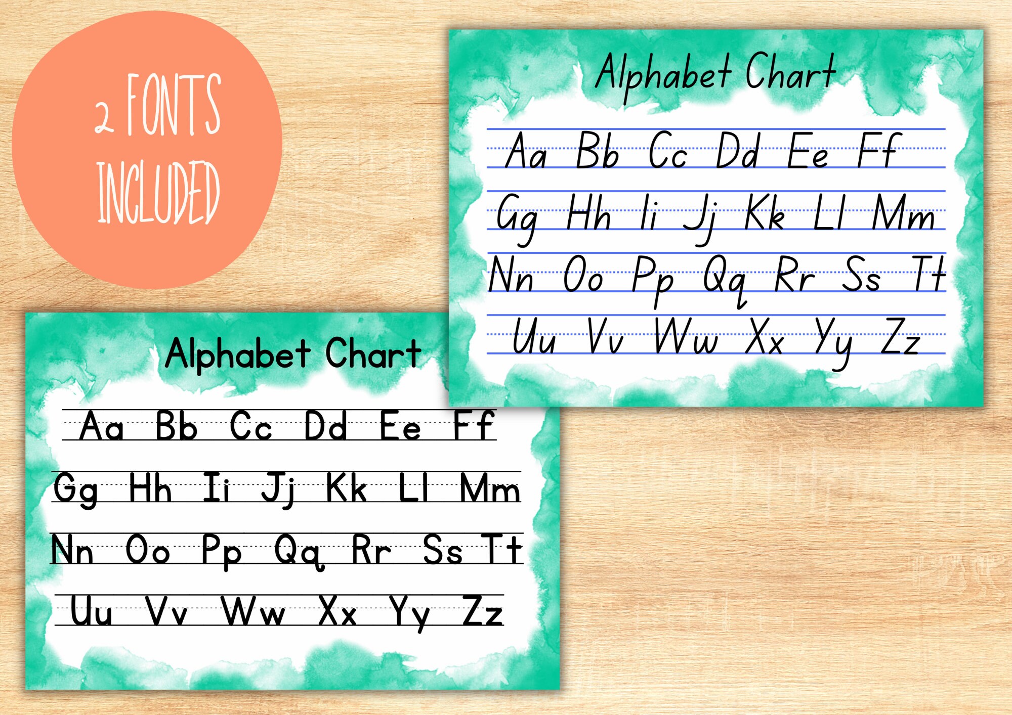 Printable Alphabet Chart, Calm Watercolours, ABC Chart, Handwriting ...