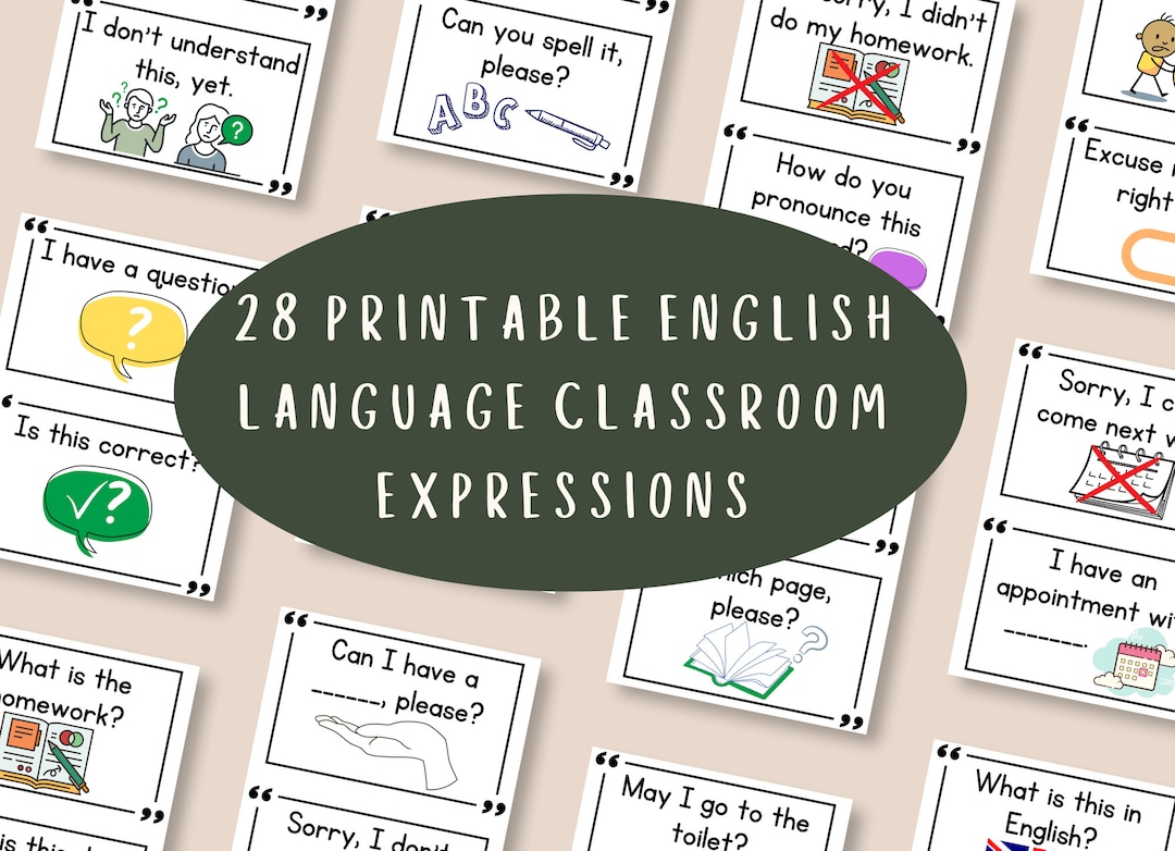 English Expression Cards – Classroom Conversation Starters (digital ...