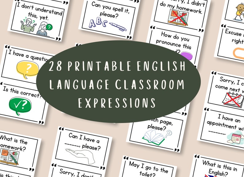 English Expression Cards – Classroom Conversation Starters (digital ...